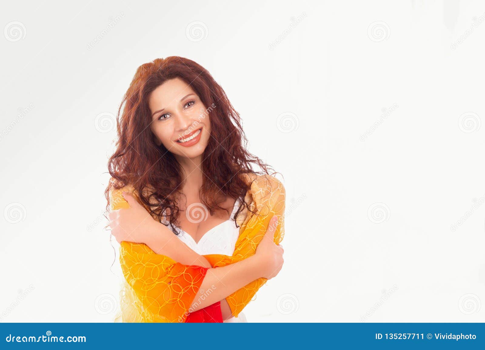 Woman hugging herself stock image. Image of woman, cozy - 135257711