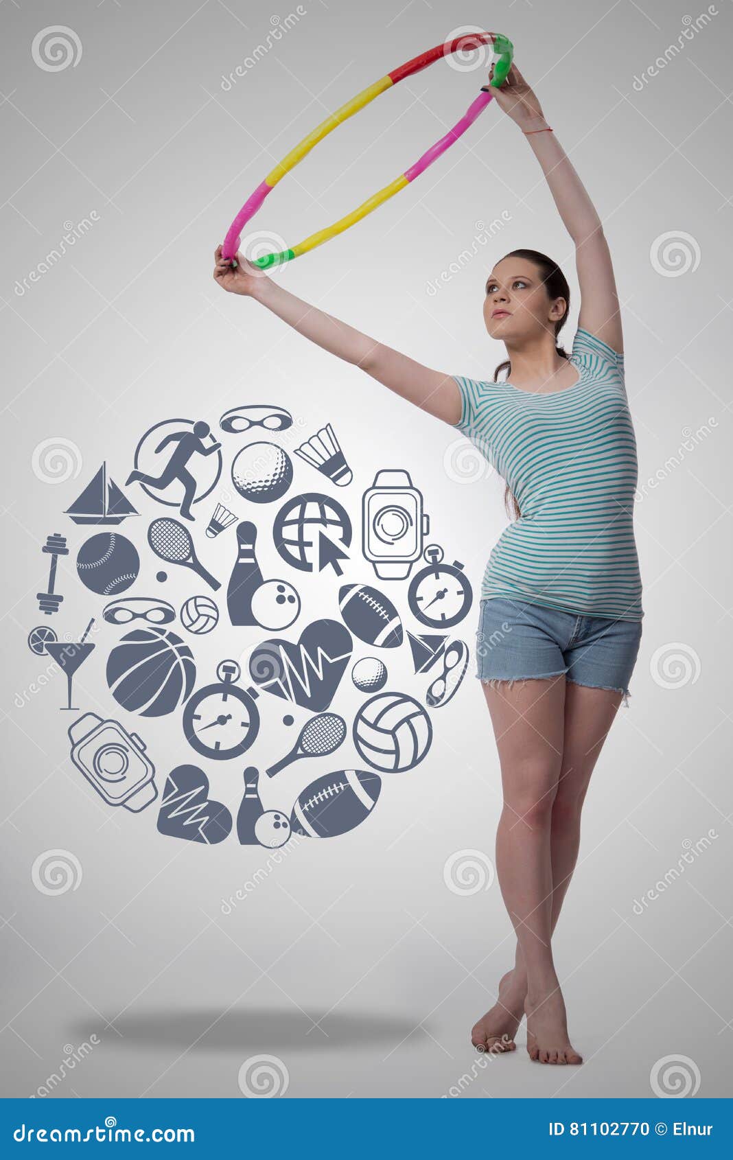 The Woman with Hula Loop in Sport Concept Stock Photo - Image of ball ...