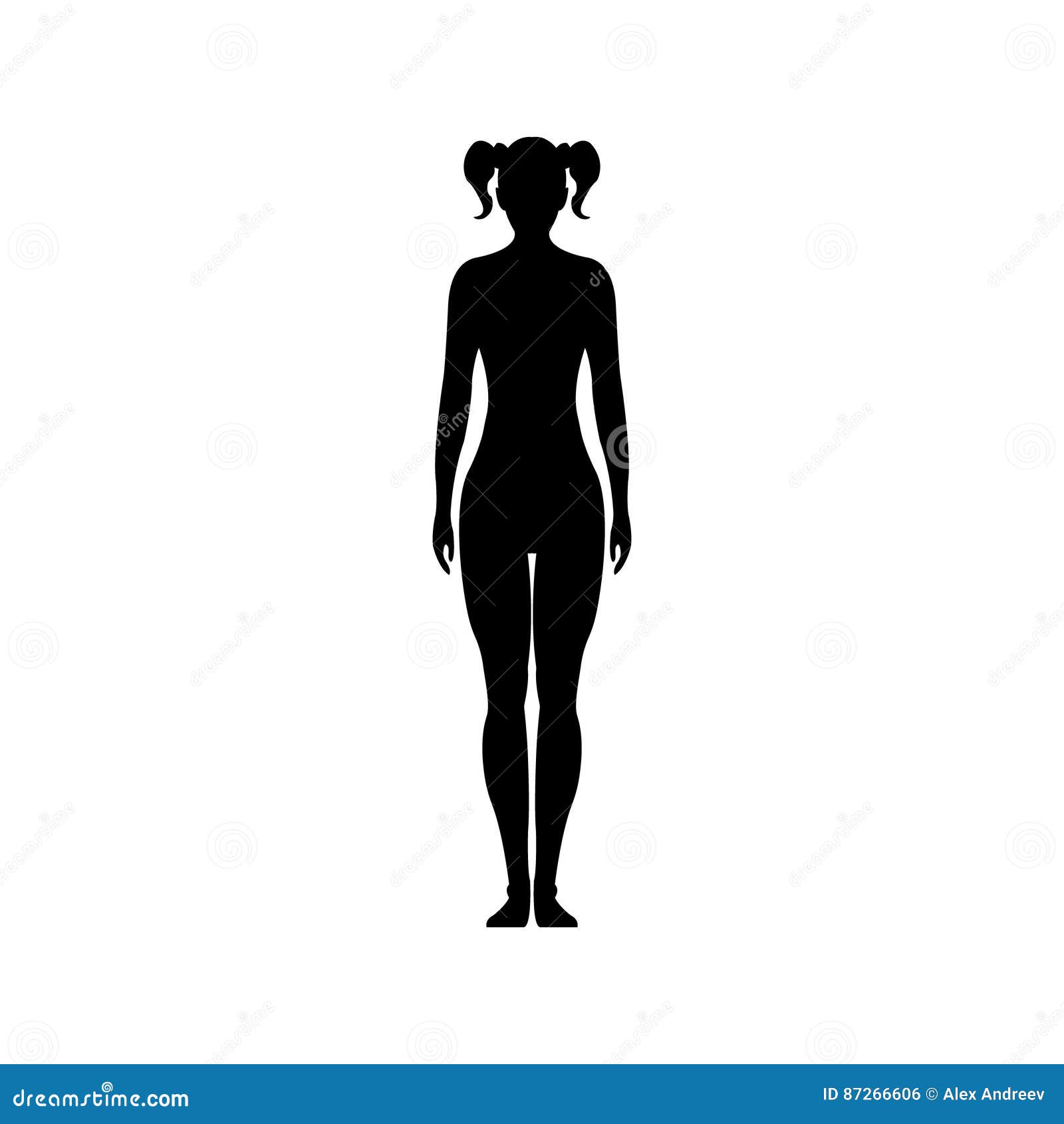 Woman Human Front Side Silhouette Stock Vector Illustration Of
