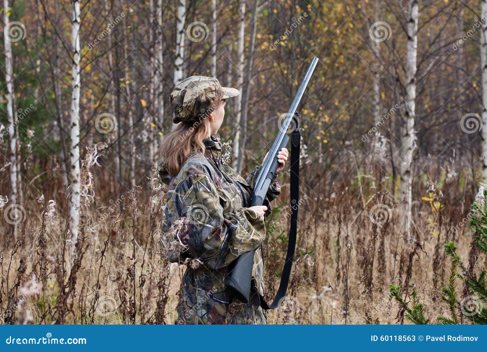 Woman hunter in the forest stock image. Image of caucasian - 60118563