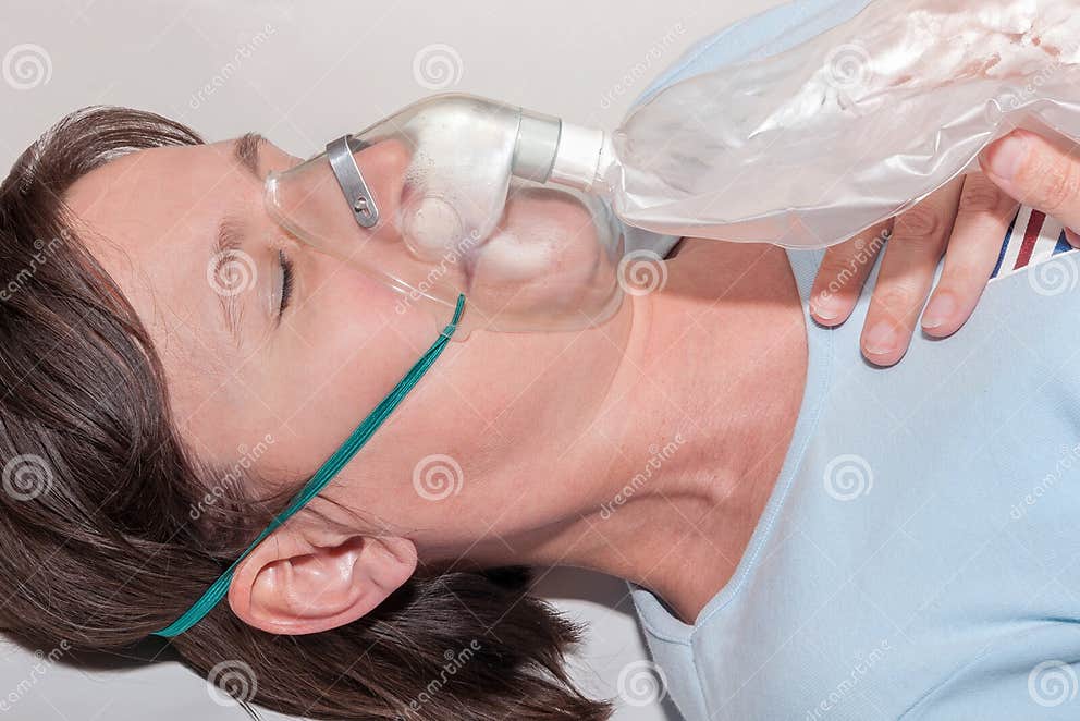 Woman with Hyperventilation Mask Stock Image - Image of help ...