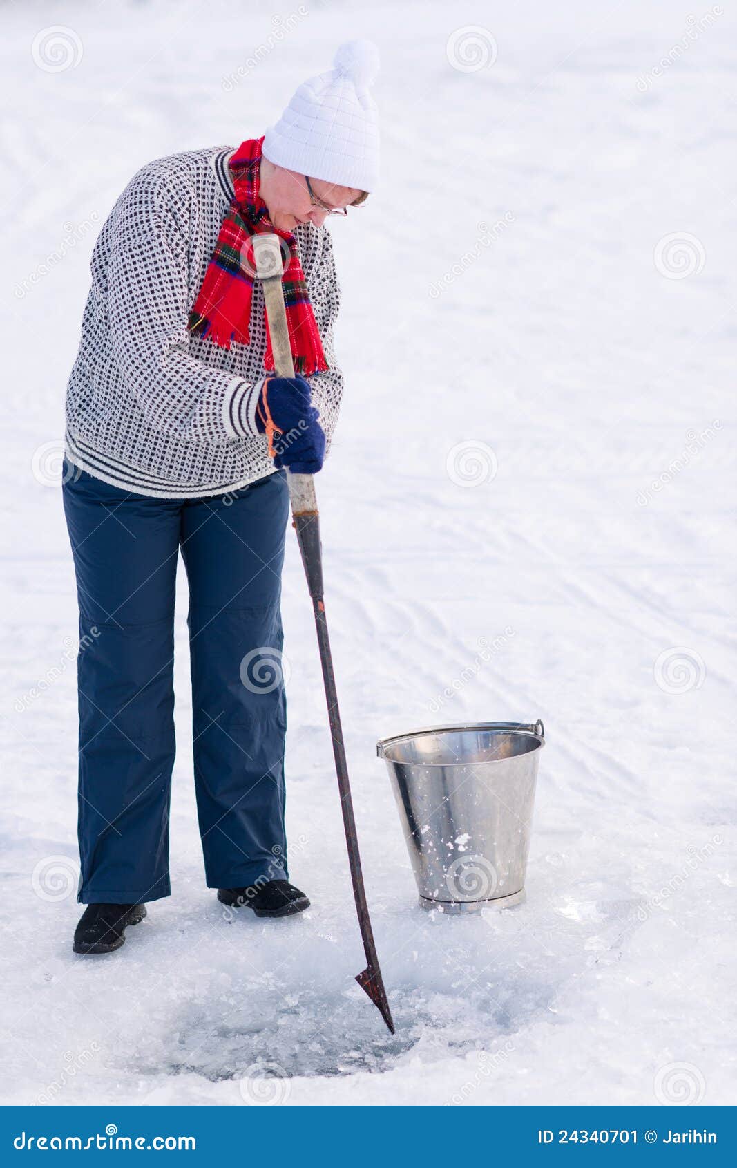 Woman and ice pick stock image. Image of steel, dressing - 24340701