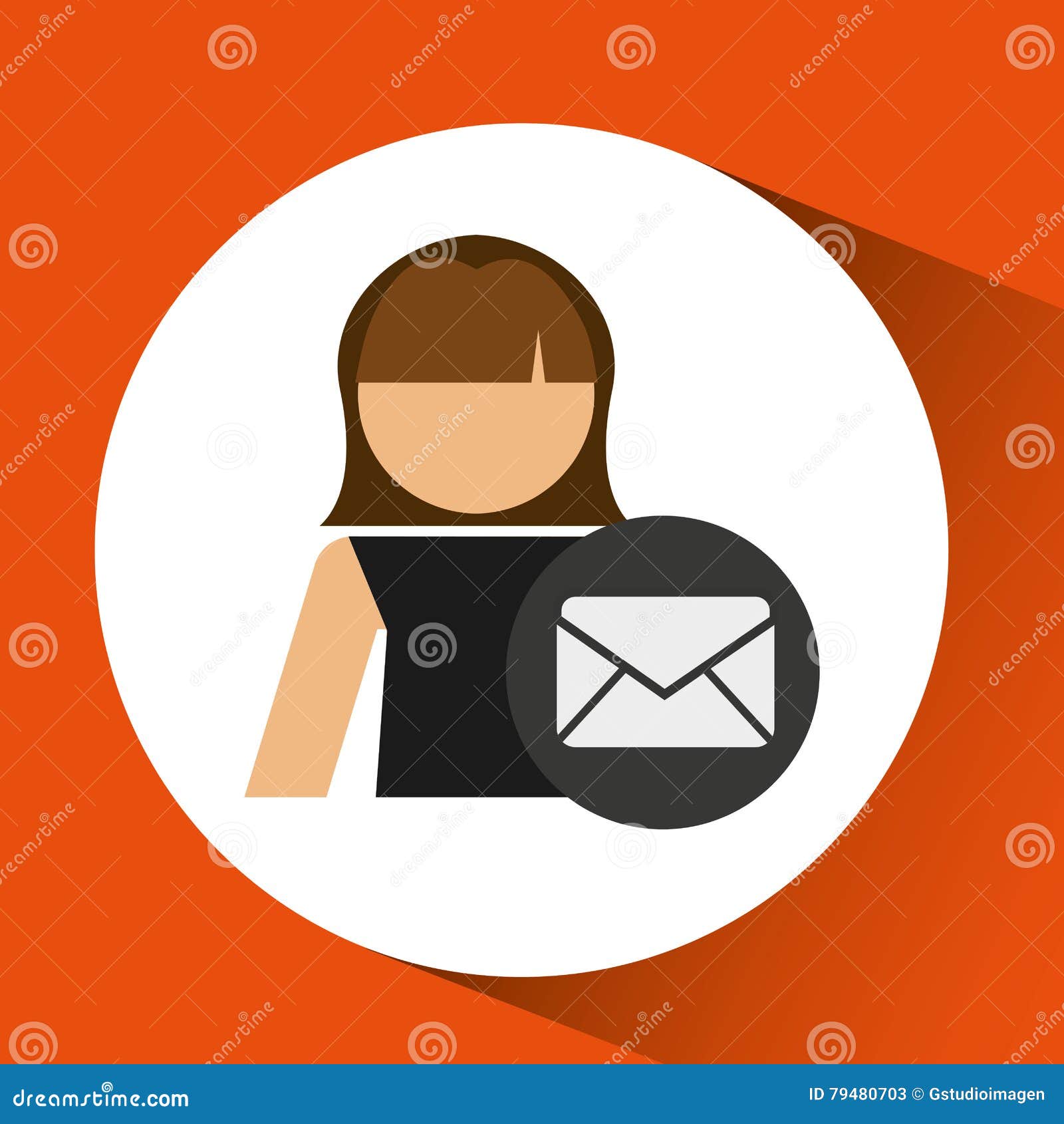 Woman Icon with Email Message Envelope Stock Illustration ...