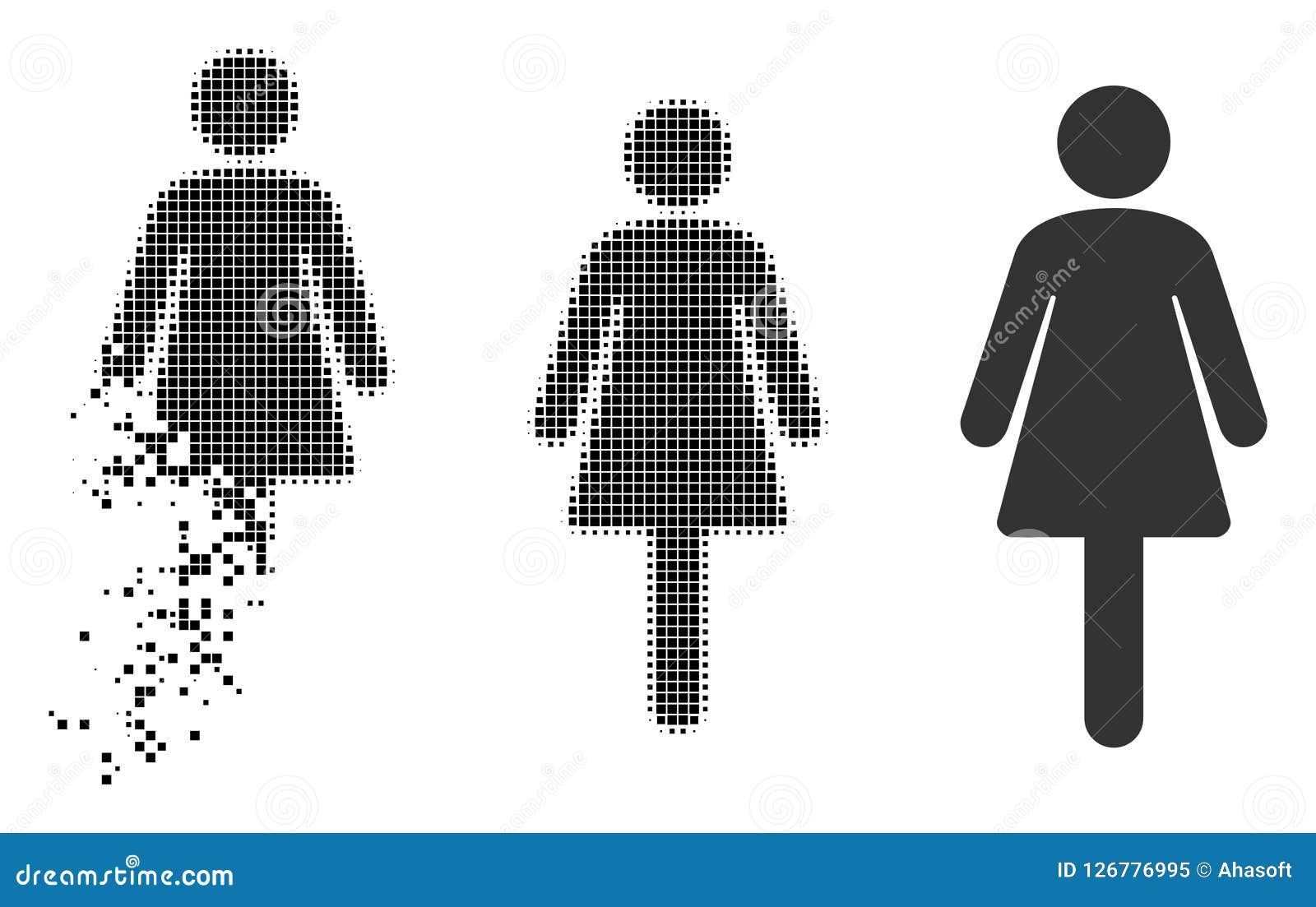 Dispersed Dot Halftone Woman Icon Stock Vector - Illustration of ...