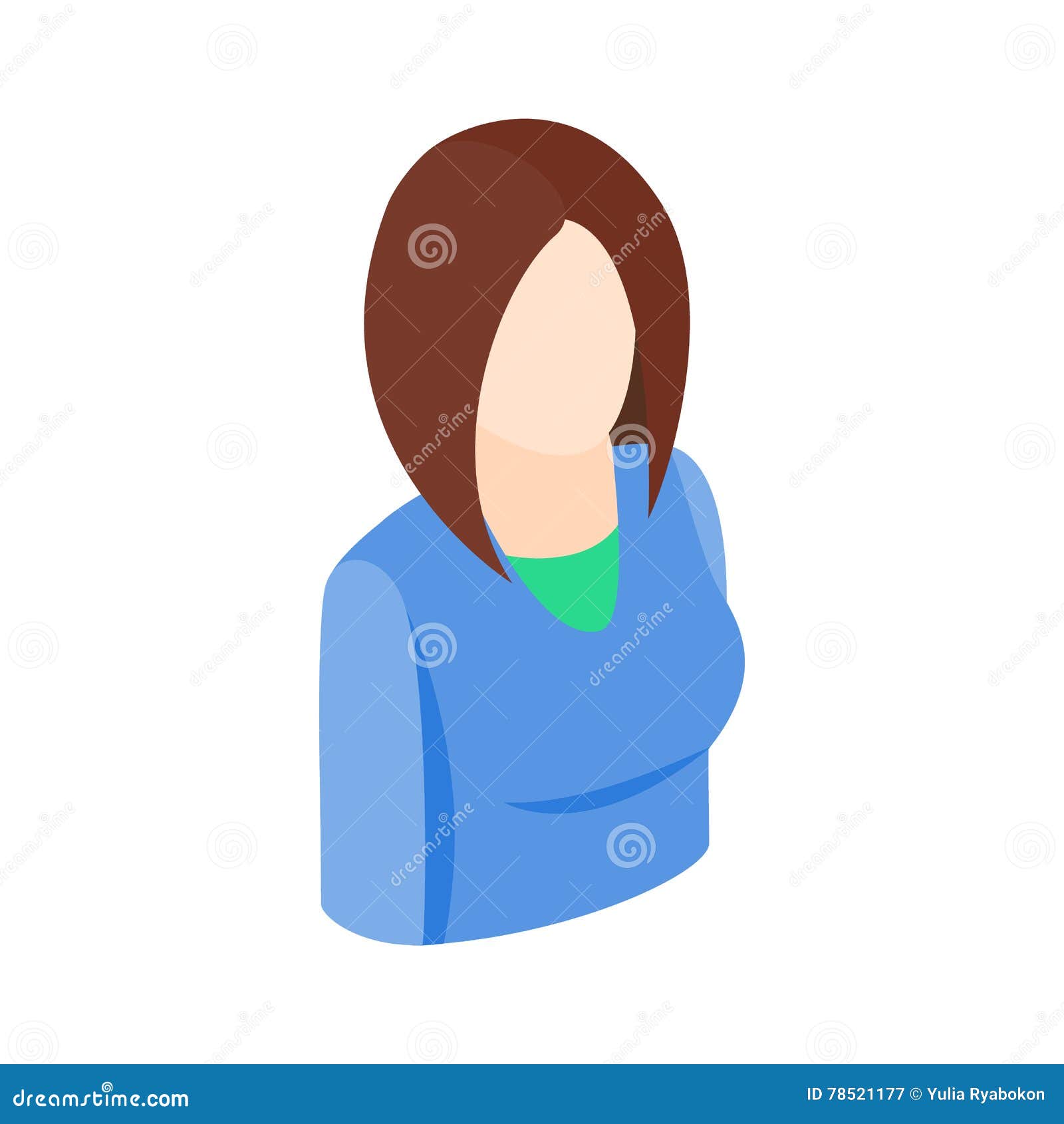 Woman Icon, Isometric 3d Style Stock Vector - Illustration of brunette ...