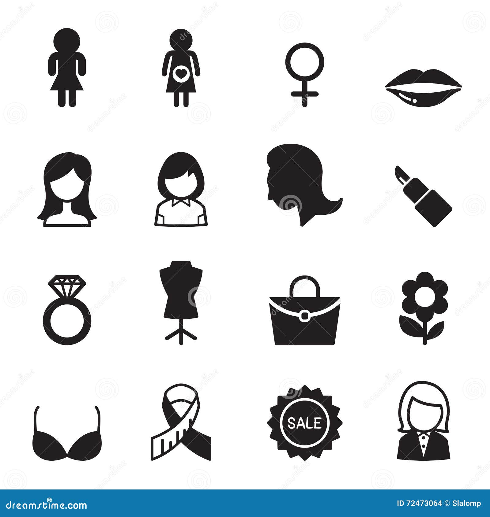 Woman icon set stock vector. Illustration of female, people - 72473064