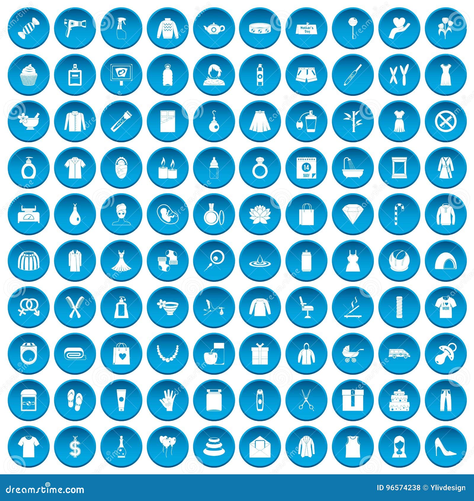 100 woman icons set blue stock vector. Illustration of apple - 96574238