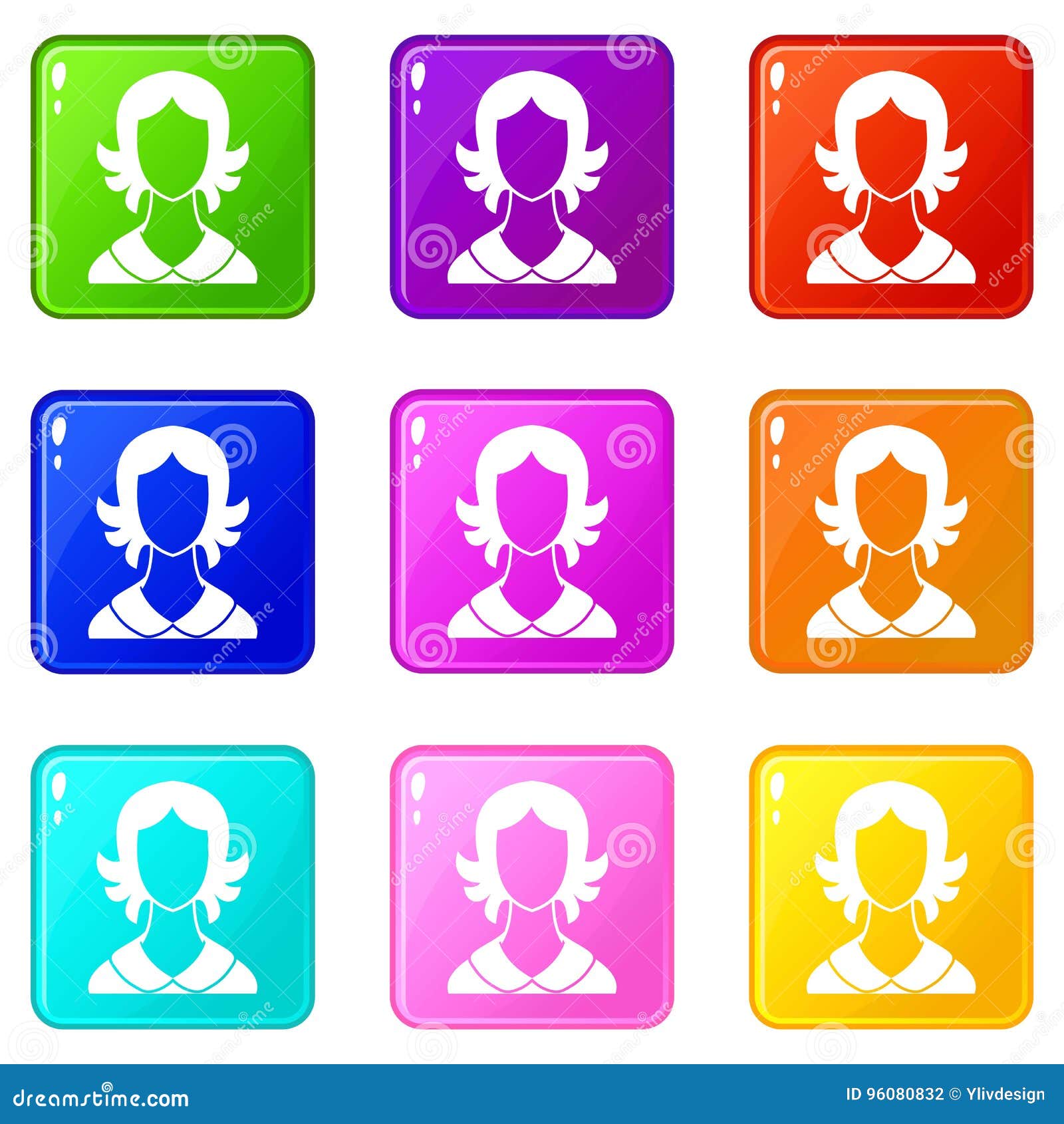 Woman icons 9 set stock vector. Illustration of consultant - 96080832