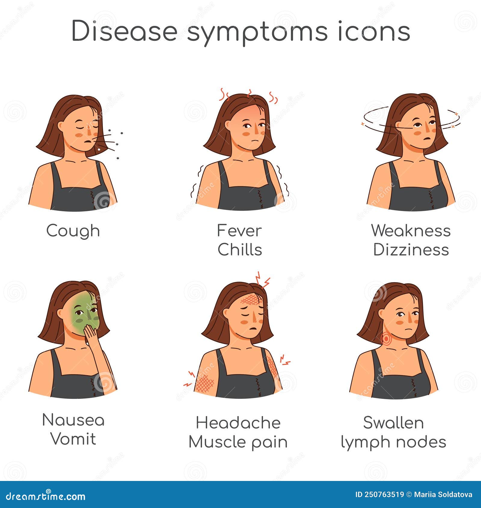 Icons Set Symptoms Of Tuberculosis. TB. Vector Infographic ...