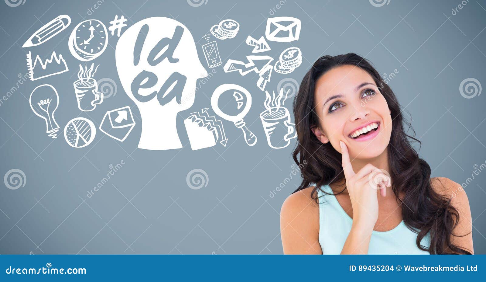 Woman with Idea and Business Graphics Drawings Stock Photo - Image of ...