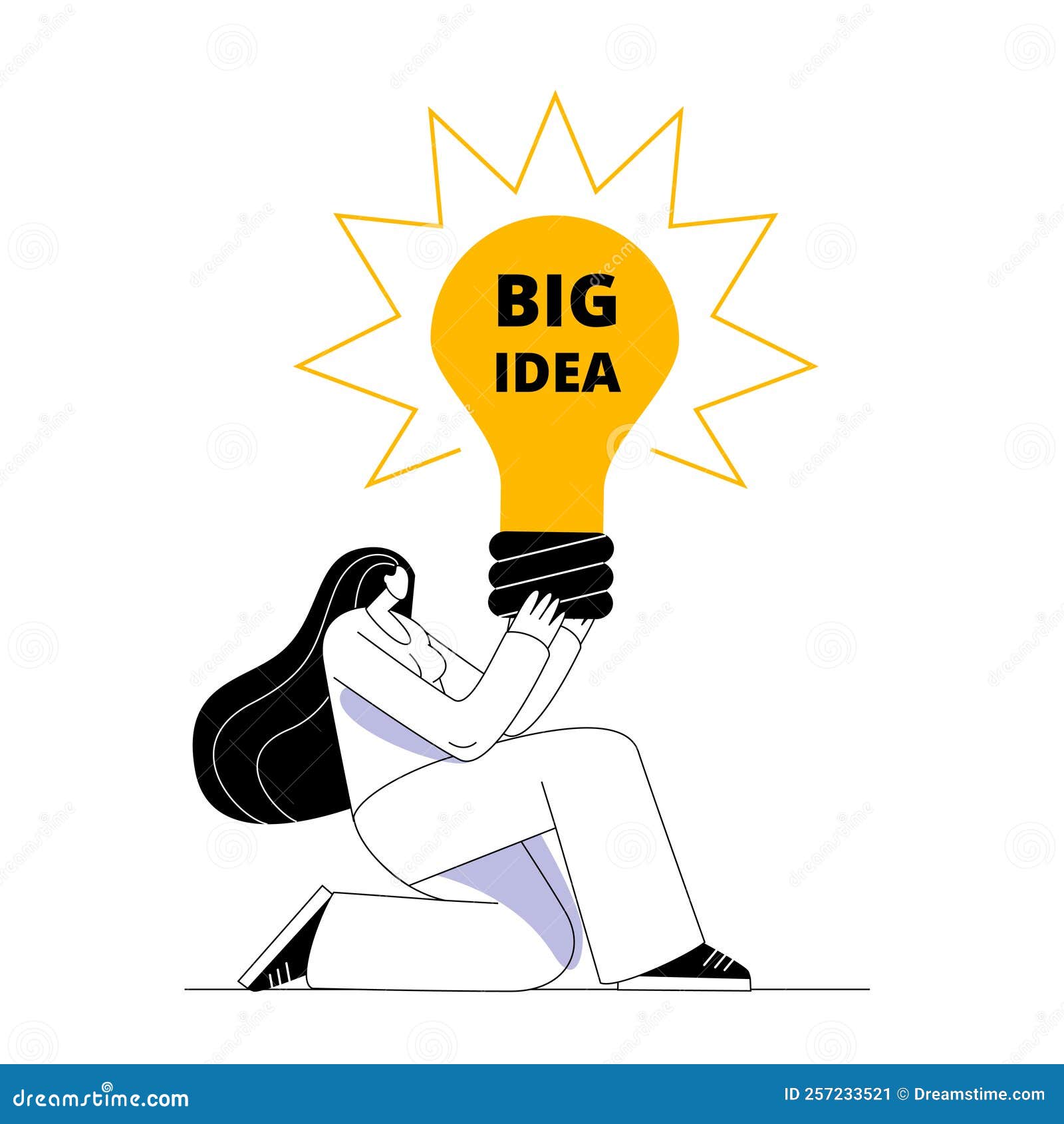 A woman with an idea. stock vector. Illustration of light - 257233521