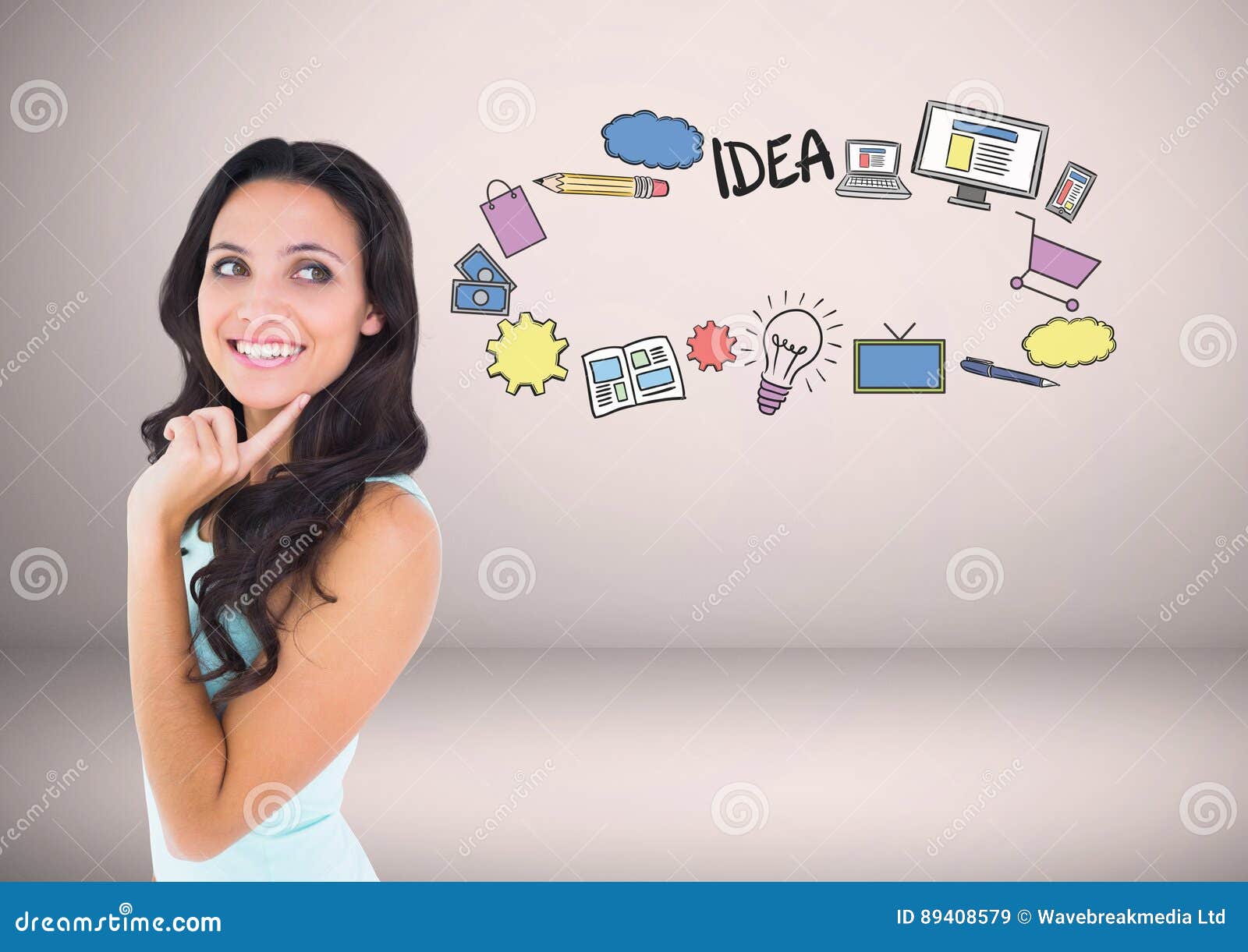 Woman with Ideas Business Graphics Drawings Stock Illustration ...