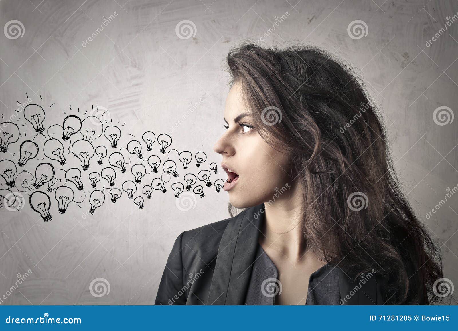Woman with ideas stock image. Image of mouth, intelligence - 71281205