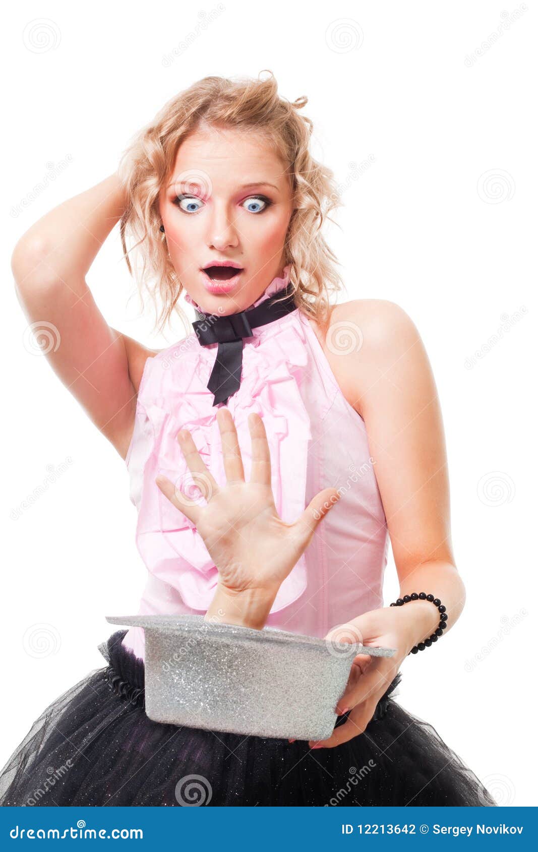 Woman Illusionist Perform Scary Trick Stock Photo - Image of cheerful ...