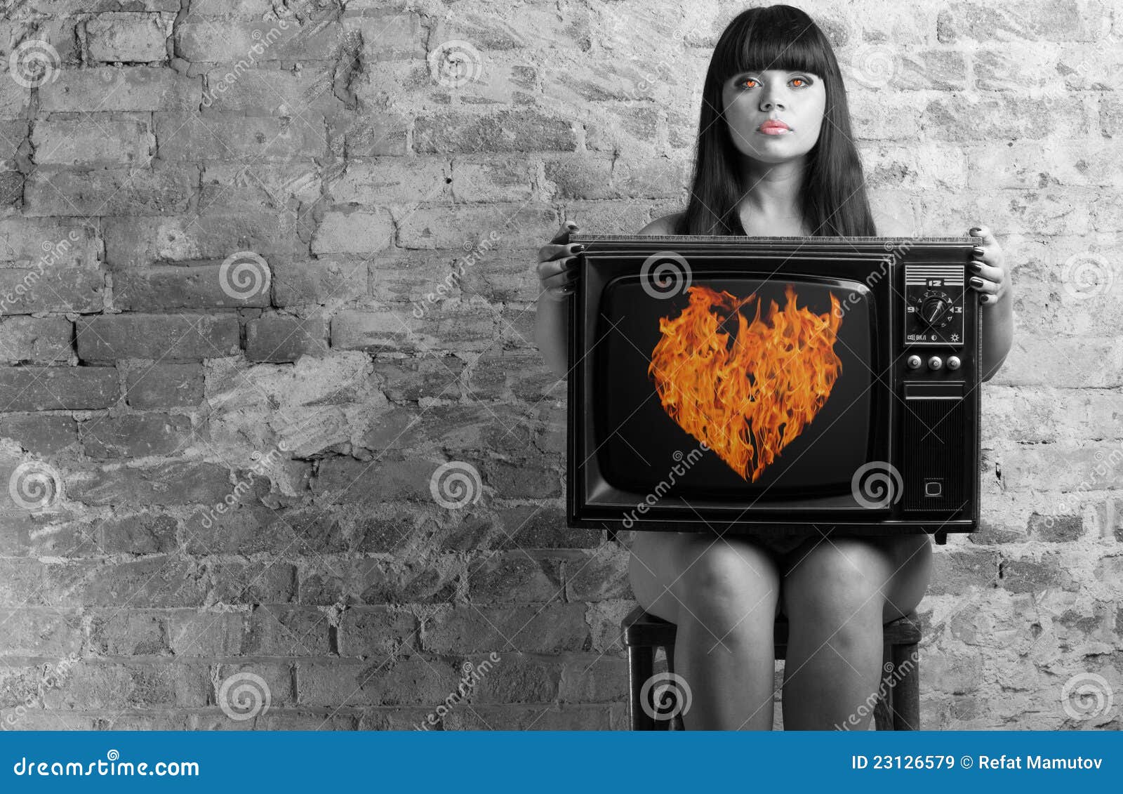 Woman in the Image of the Devil Stock Image - Image of fire, passion ...