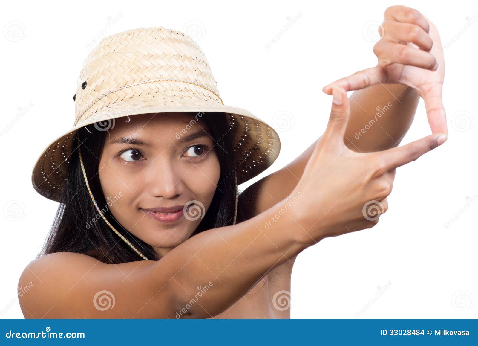 Woman imitating frame stock photo. Image of discovery - 33028484