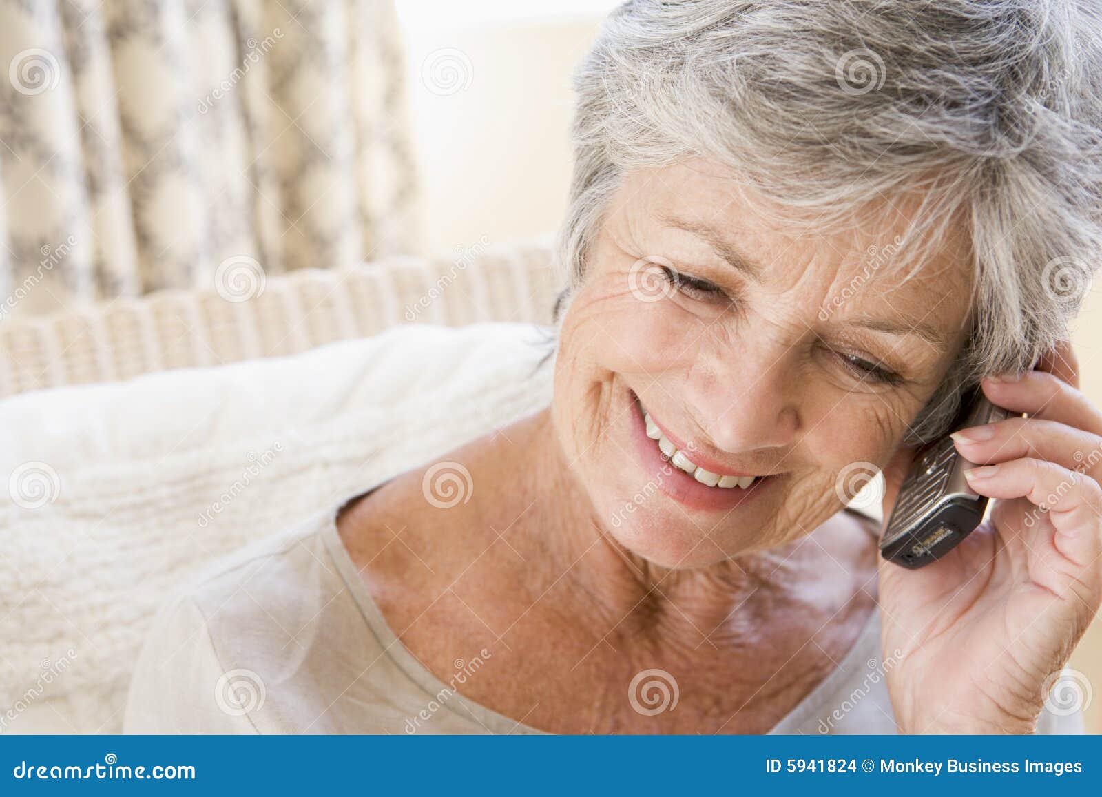 Woman Indoors Using Cellular Phone Stock Photo - Image of head, female ...