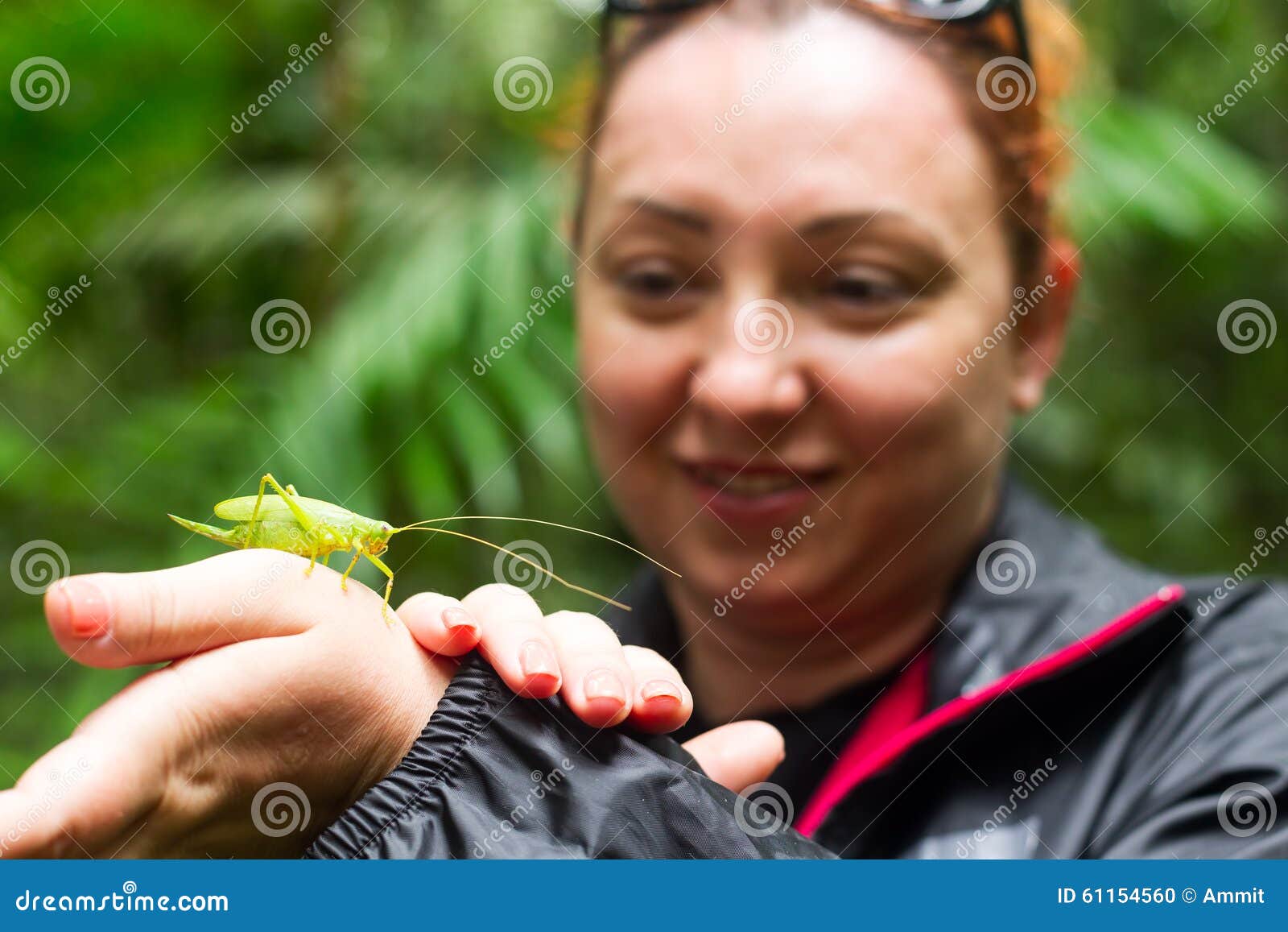 Woman with an Insect stock photo. Image of nature, caligo - 61154560