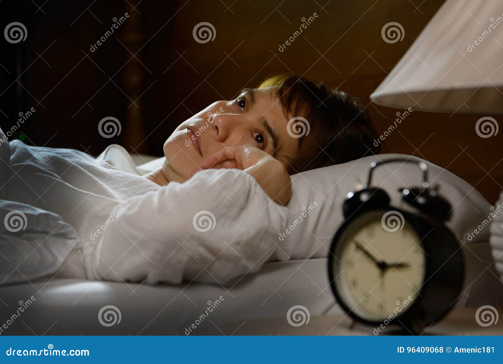 Woman with insomnia stock photo. Image of bedroom, anxiety - 96409068