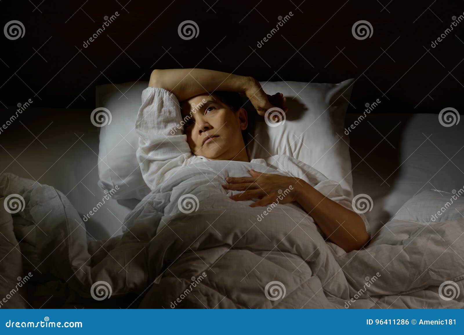 Woman with insomnia stock photo. Image of alarm, woman - 96411286