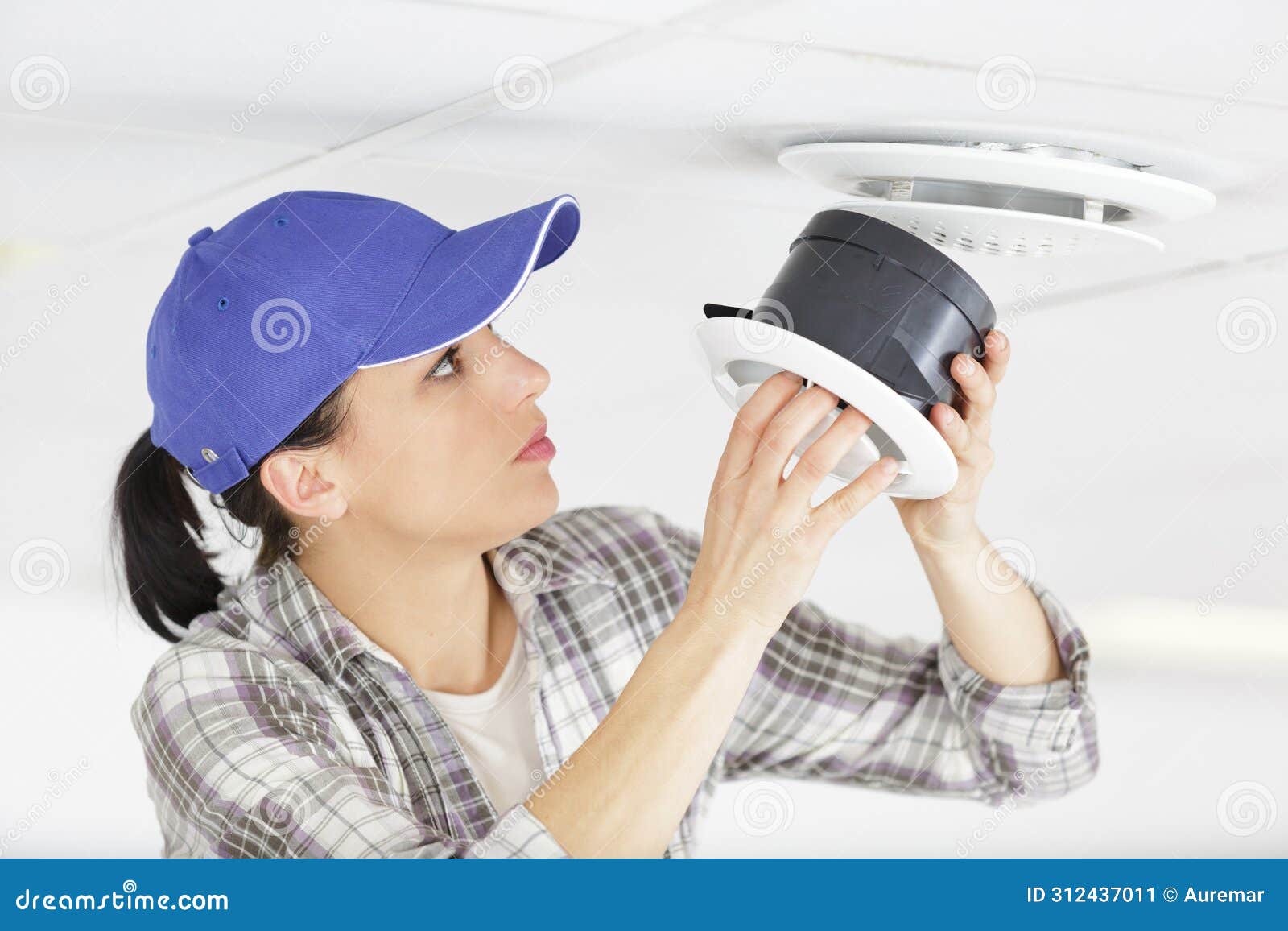 Woman Installing Ceiling Vent Stock Image - Image of woman, work: 312437011