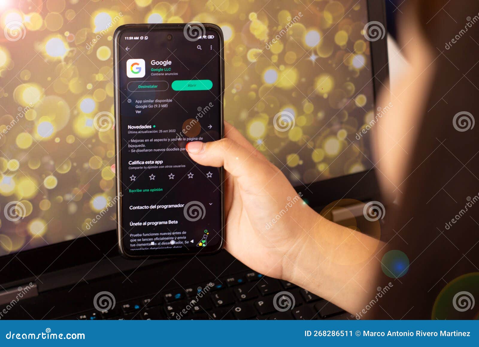 Woman Interacting with Cell Phone Opening Google Editorial Photo ...