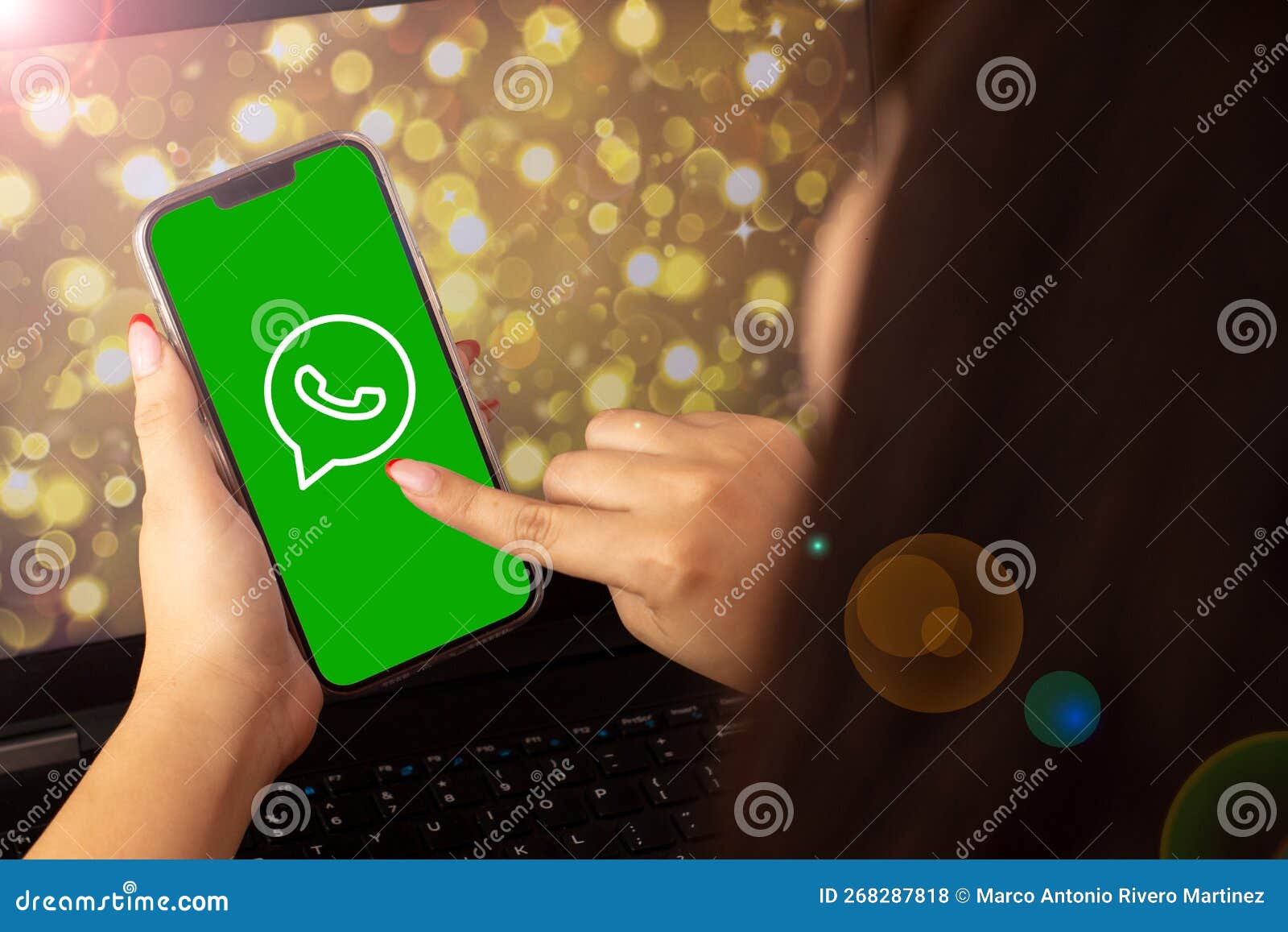 Woman Interacting with Cell Phone Opening Whatsapp Editorial Stock ...