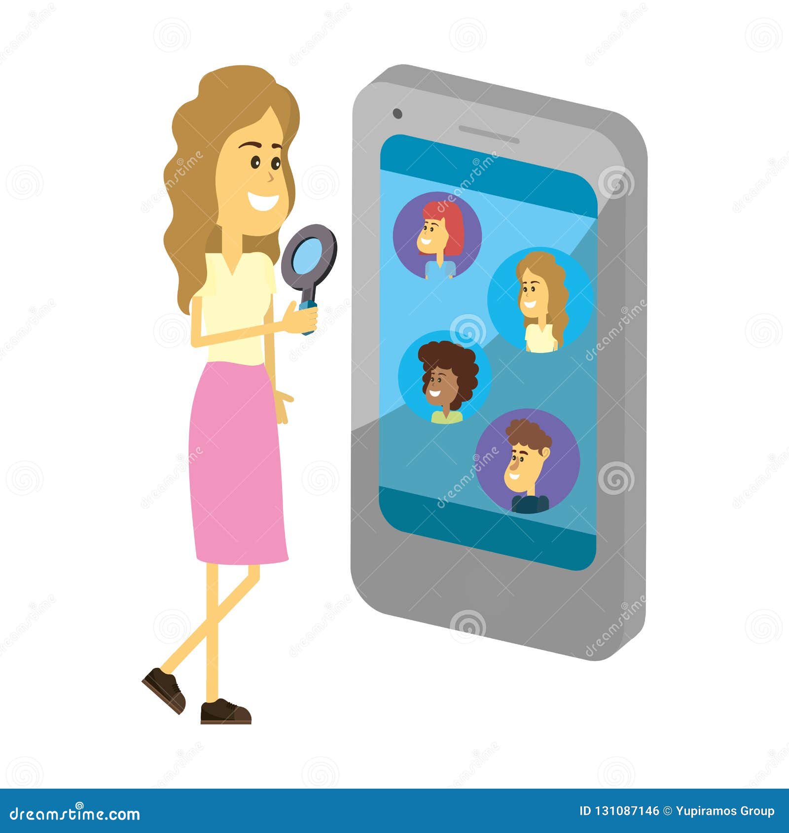 Woman on internet stock vector. Illustration of person - 131087146