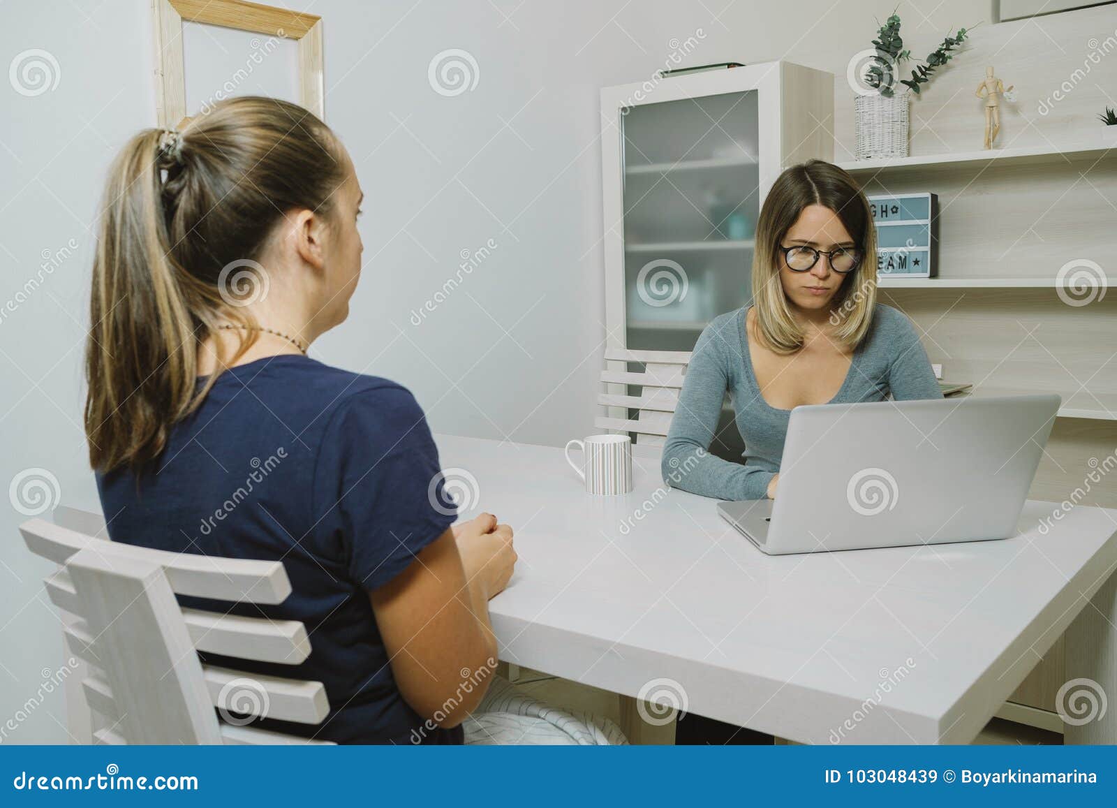 Woman with Interviewer in a Job Interview Stock Image - Image of ...