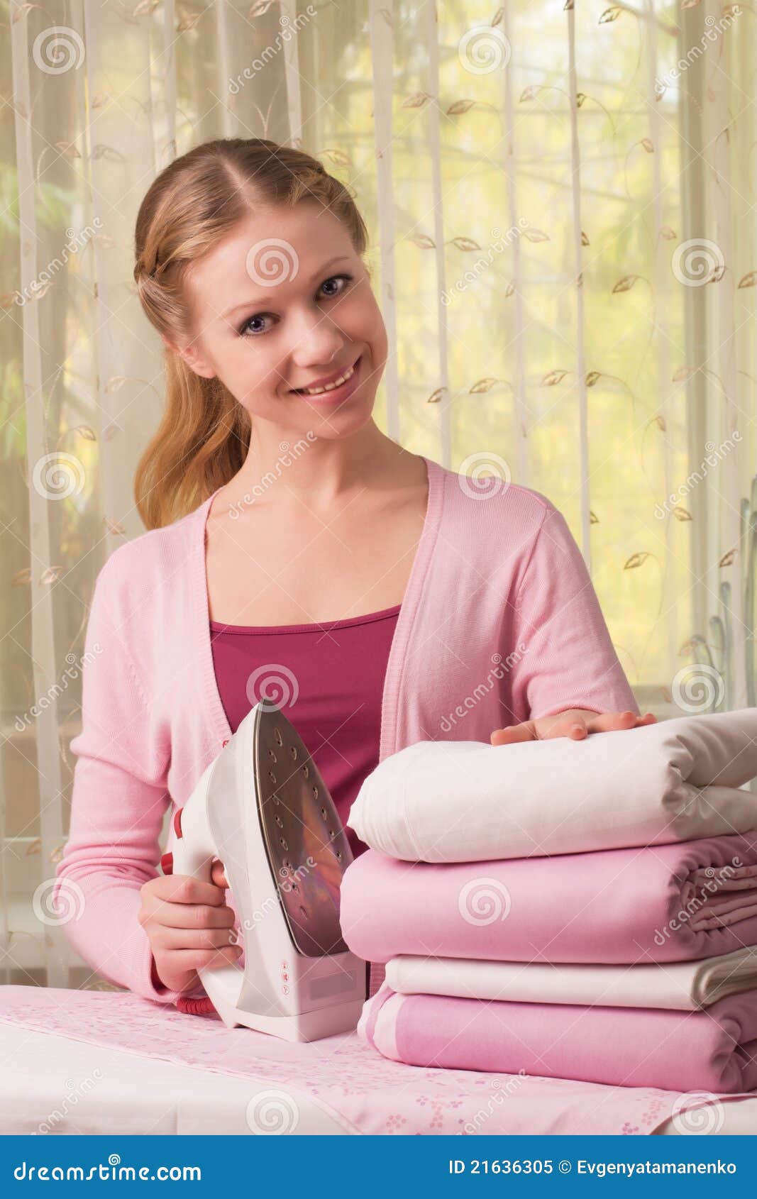 Woman ironing clothes stock image. Image of iron, housework - 21636305