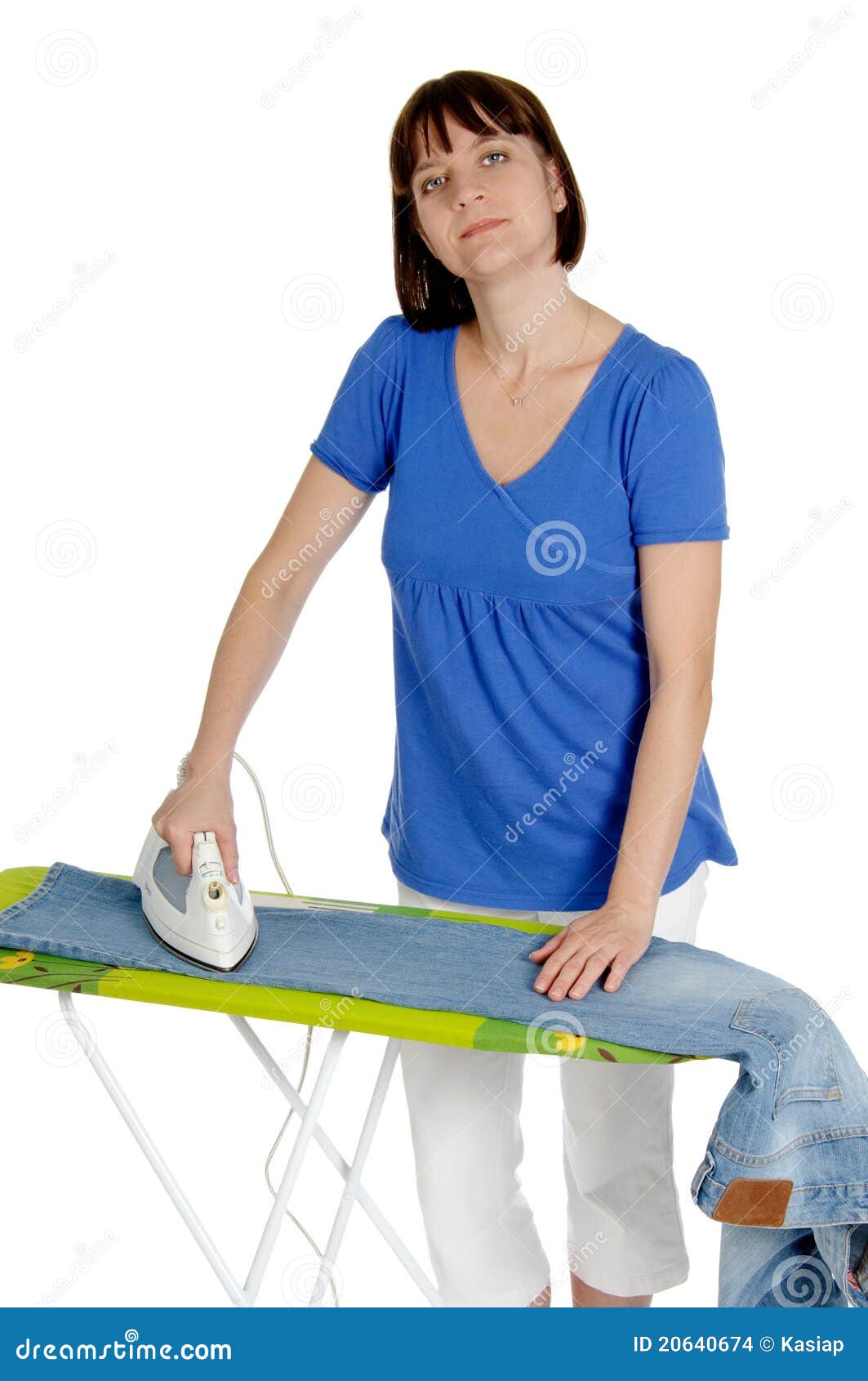 Woman ironing trousers stock photo. Image of pants, happy - 20640674