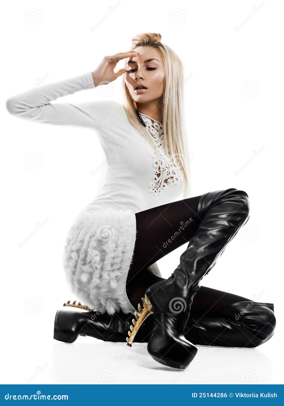 Woman Isolated on White Background Stock Photo - Image of look, hand ...