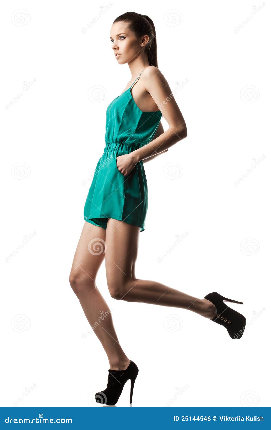 Woman Isolated on White Background Stock Photo - Image of green ...