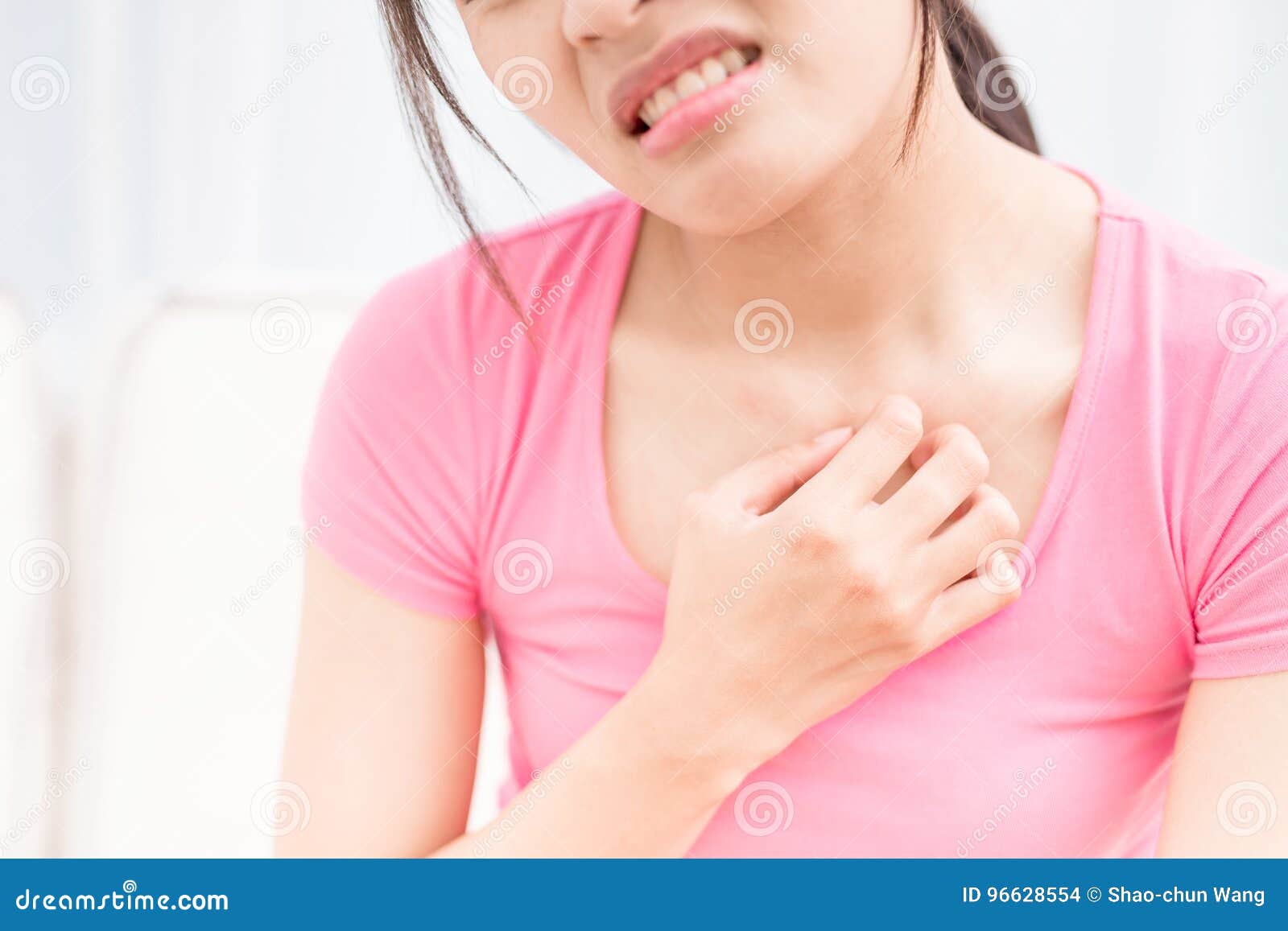 Woman with itchy skin stock photo. Image of frustrated - 96628554