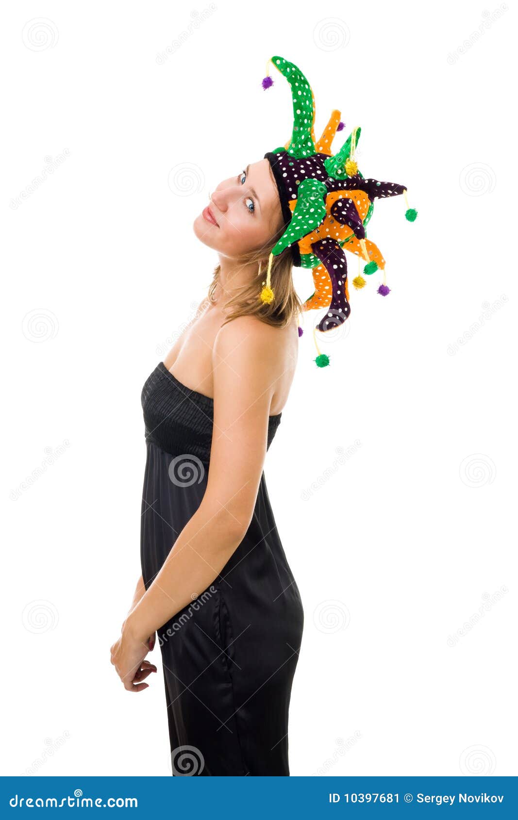 Woman jester hat stock image. Image of grin, full, nice - 10397681
