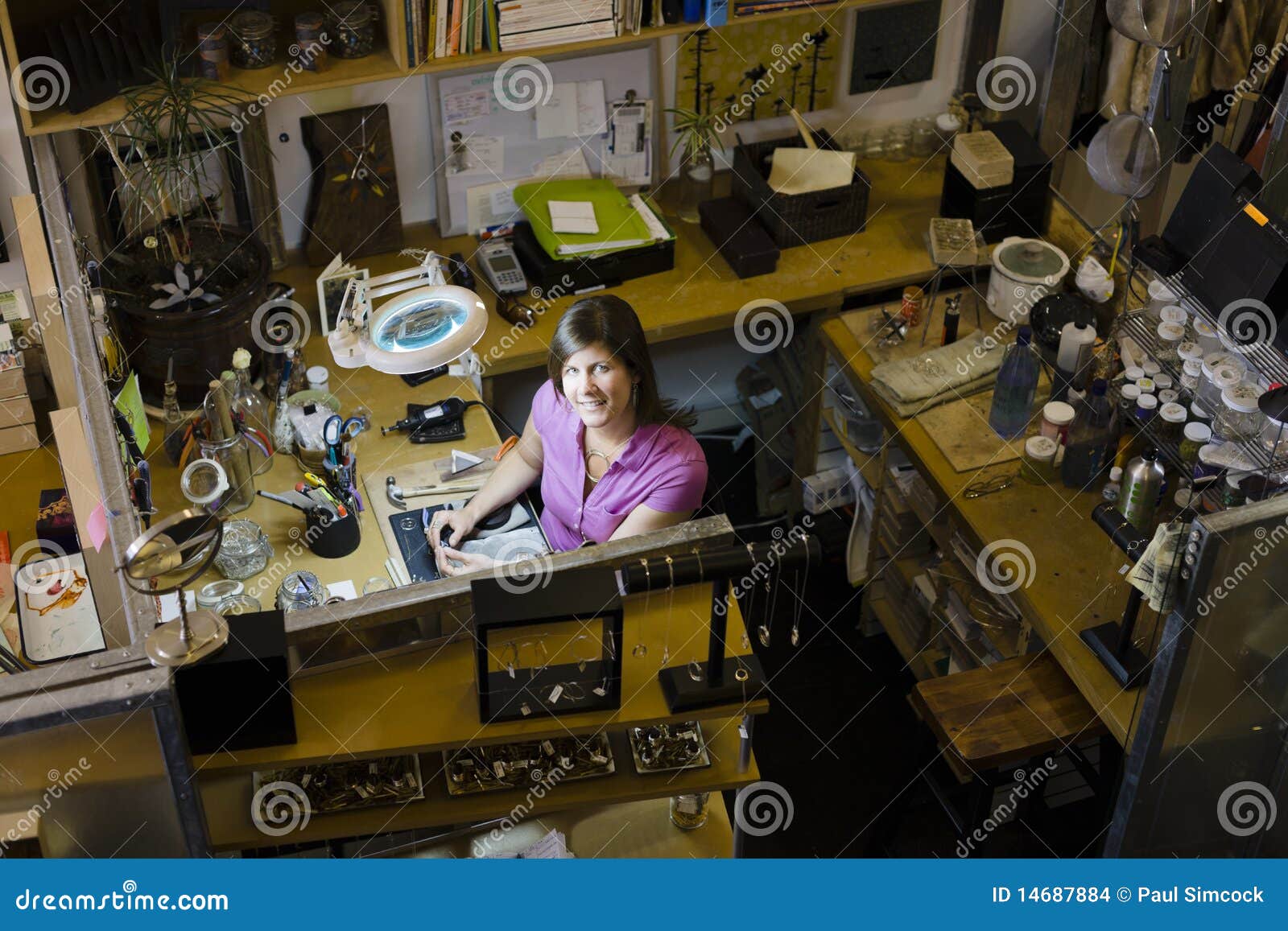 Woman Jeweller at Workbench Stock Photo - Image of desk, girl: 14687884