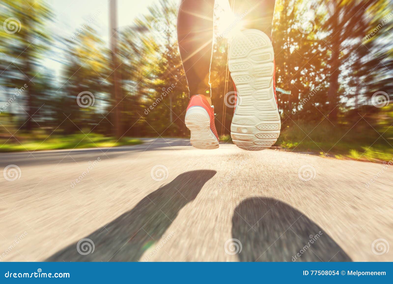 Woman Jogger Running Down the Road Stock Photo - Image of people ...