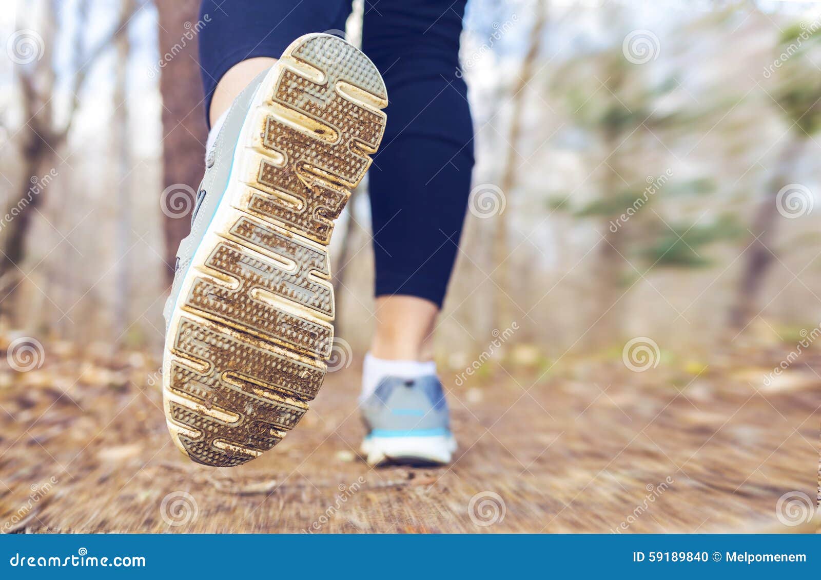 Woman Jogging in the Forest in the Fall Stock Photo - Image of fall ...