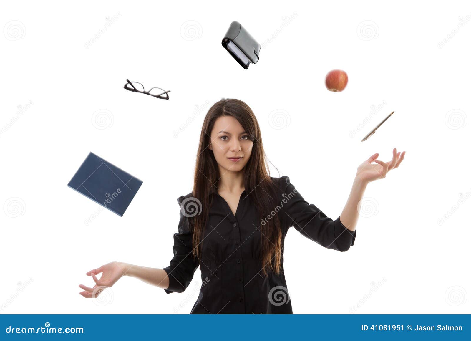 Woman juggling stock image. Image of isolated, multitasking - 41081951