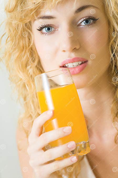 Woman with juice stock photo. Image of drink, attractive - 11073474