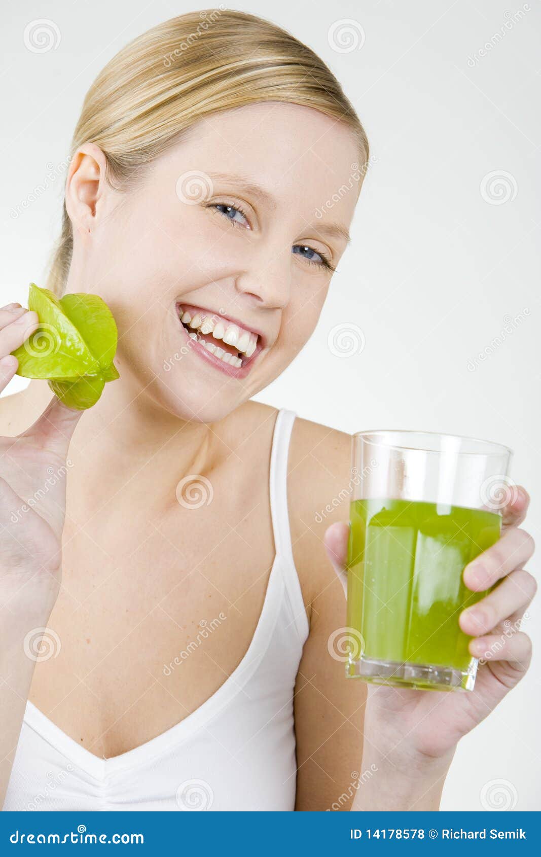 Woman with juice stock photo. Image of beverage, blonde - 14178578