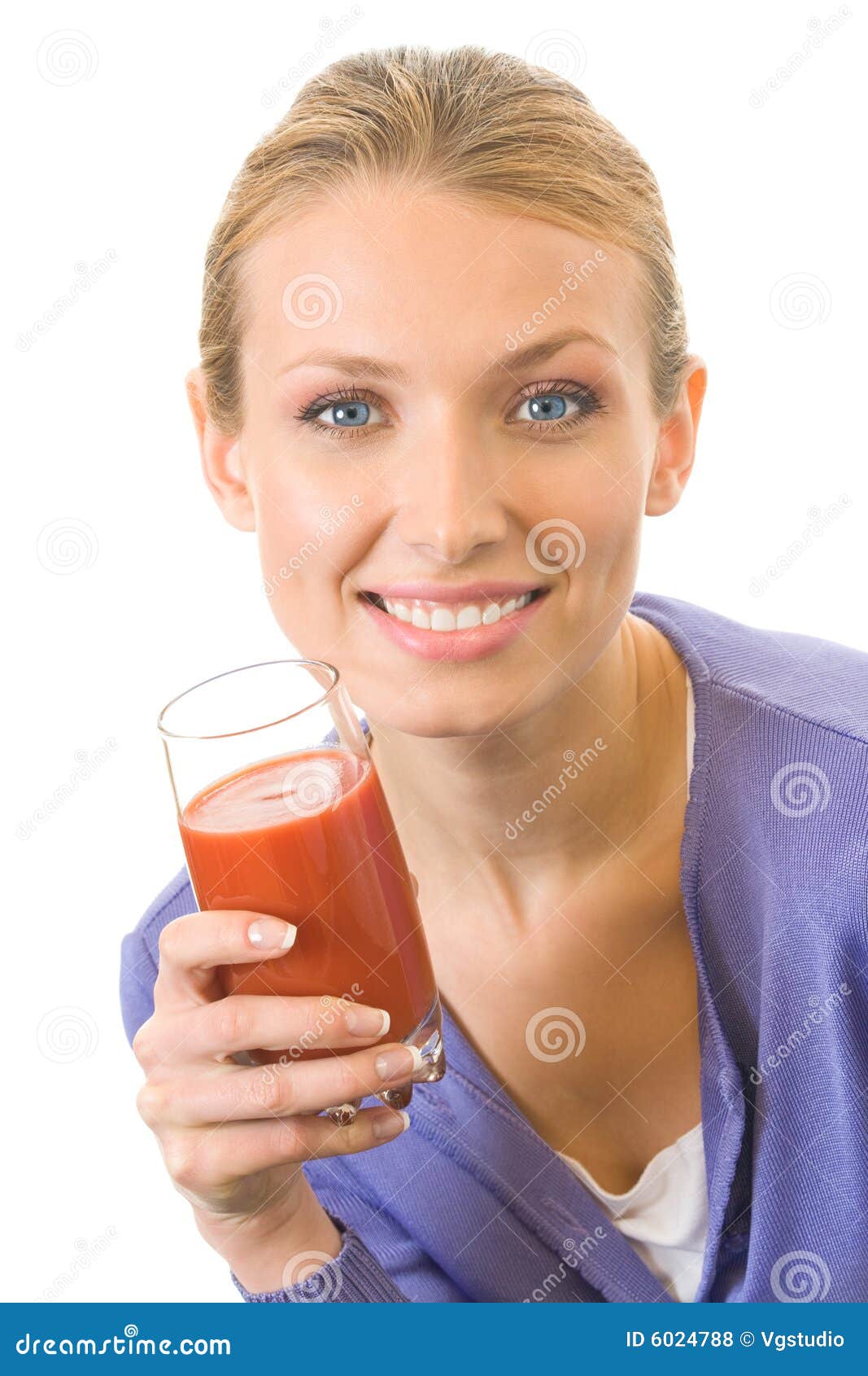 Woman with juice, isolated stock photo. Image of european - 6024788