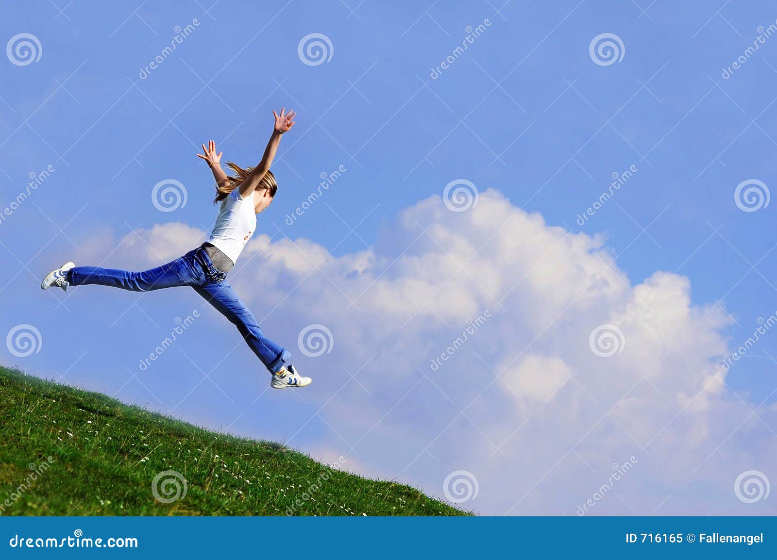 Woman jump stock image. Image of joga, girlfiend, nature - 716165