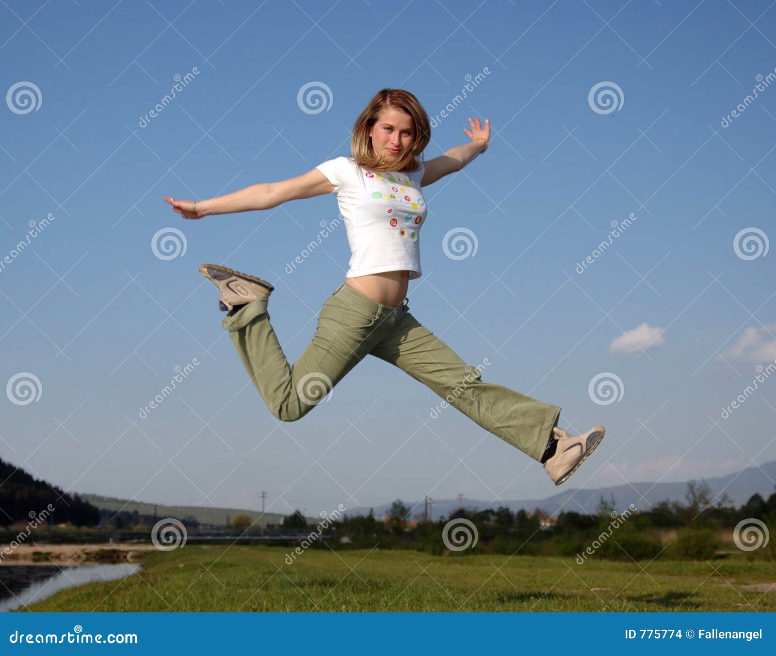 Woman jump stock photo. Image of head, isolated, exercises - 775774