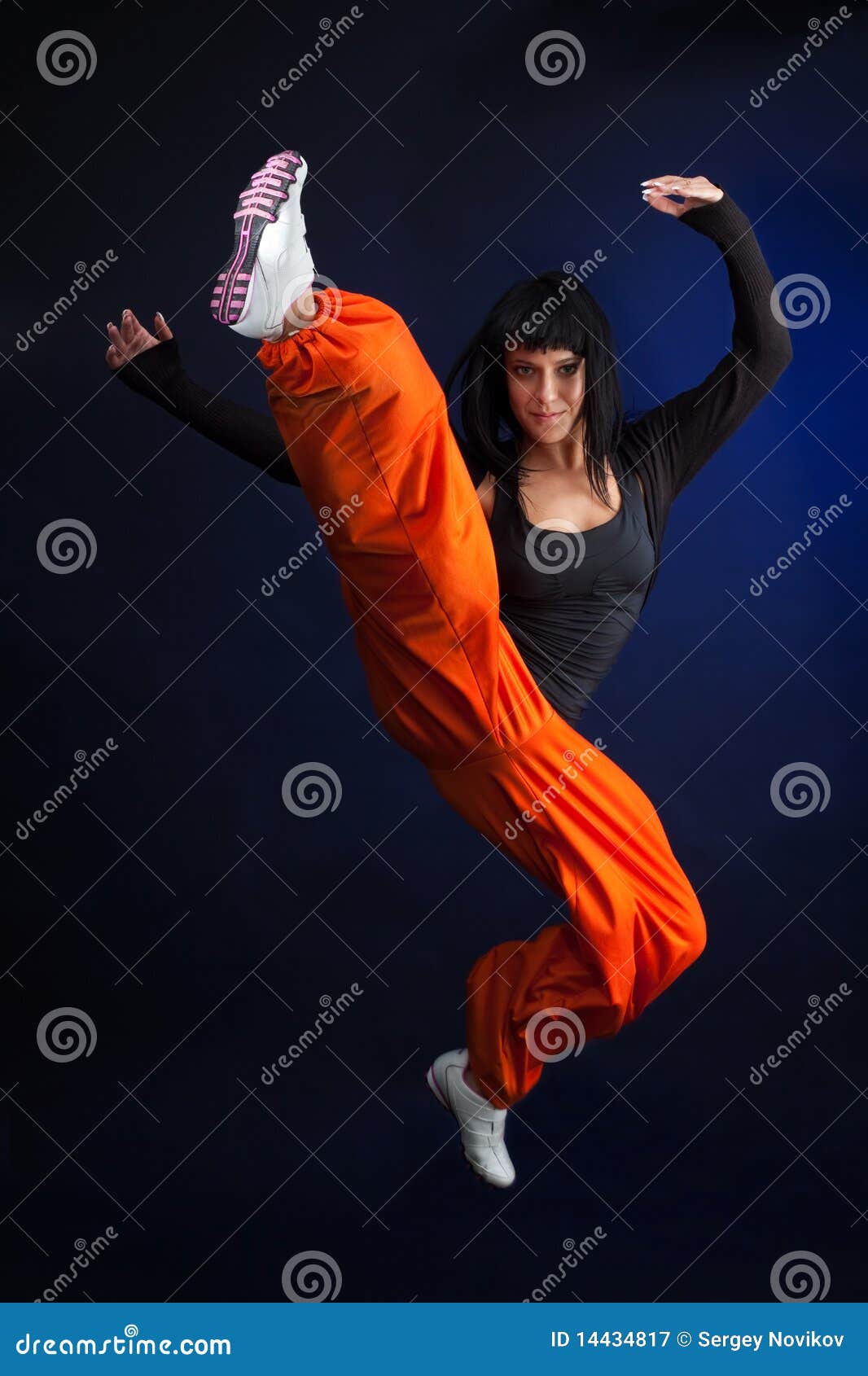 Woman jump front view stock image. Image of jumper, dance - 14434817