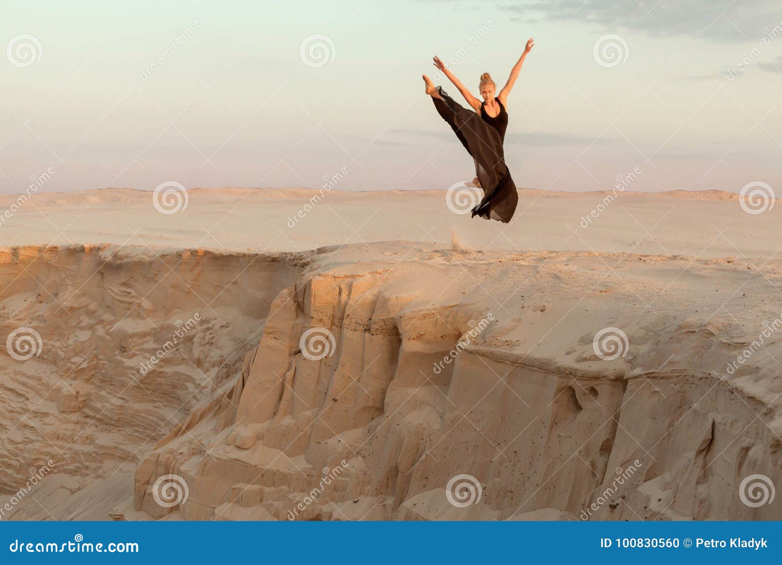 Woman Jumped Over the Precipice in the Dance. Stock Photo - Image of ...