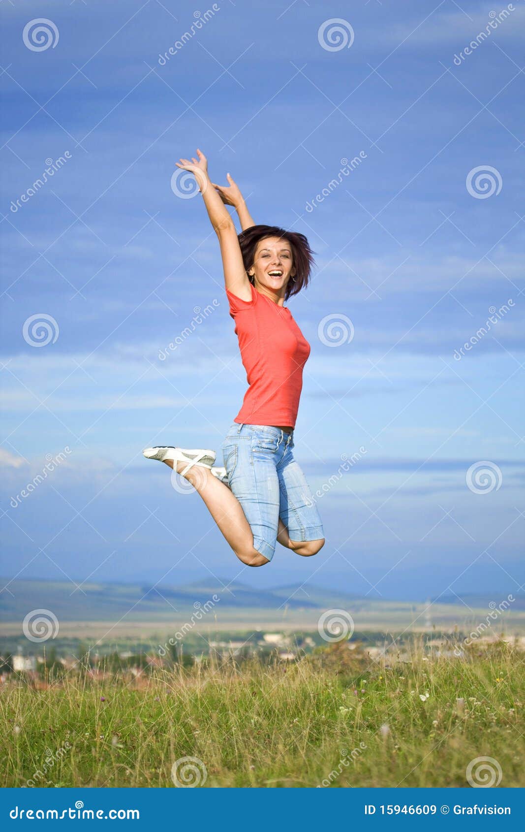 Woman jumping stock image. Image of freedom, outdoor - 15946609