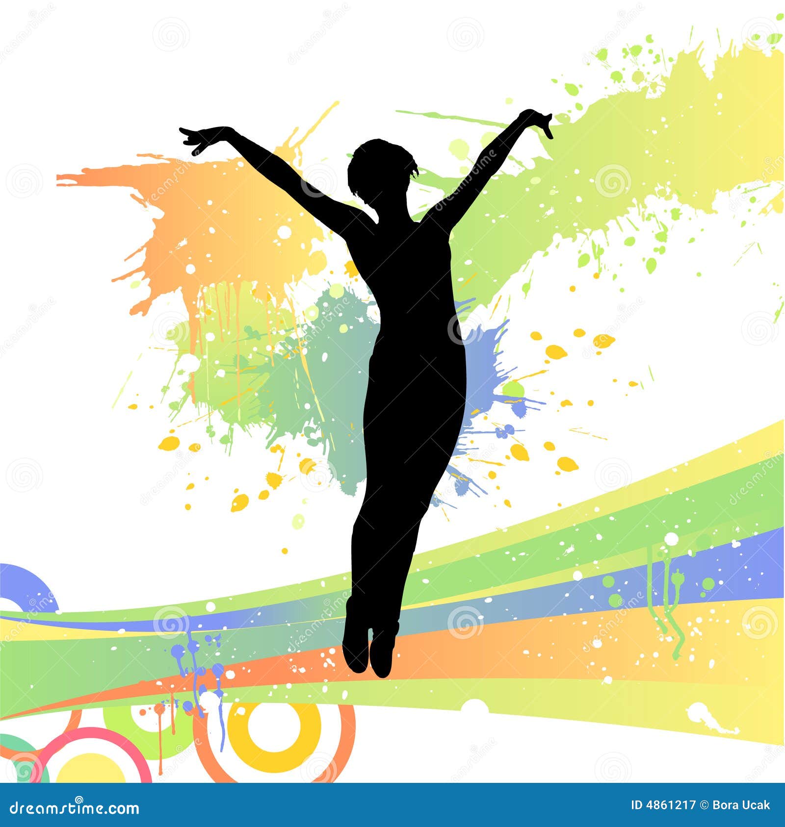 Woman jumping stock vector. Illustration of element, club - 4861217