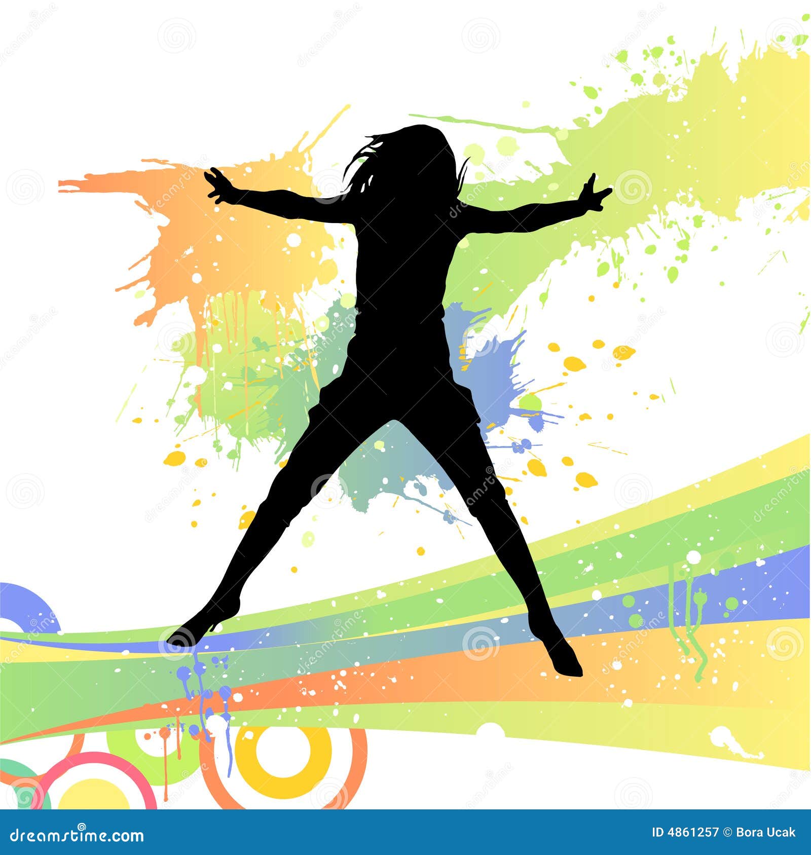 Woman jumping stock vector. Illustration of decoration - 4861257
