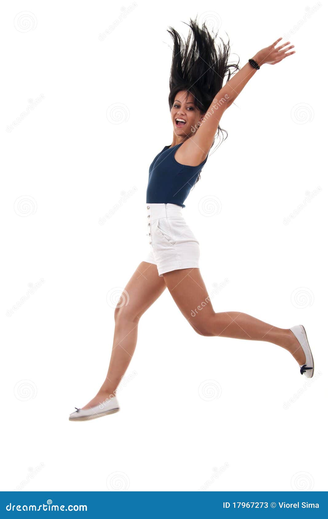 Woman jumping with arms up stock image. Image of triumph - 17967273